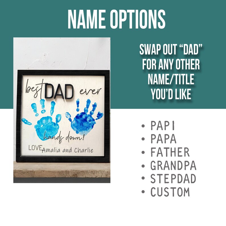 Customize Father's Day Handprint Sign, Best Dad Ever Handprint Art DIY ...