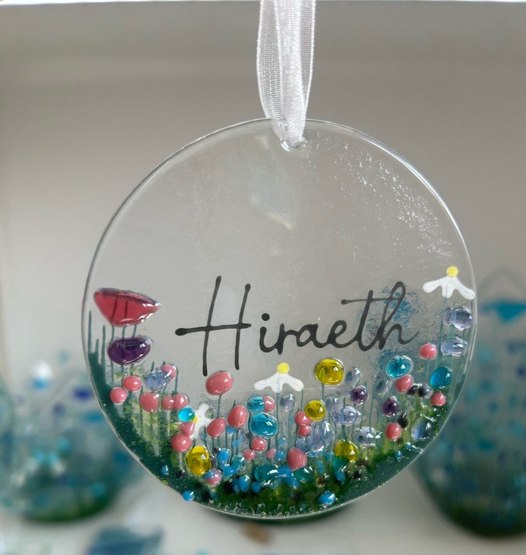 Hiraeth (deep Longing) Wildflower Fused Glass Suncatcher Hanging ...