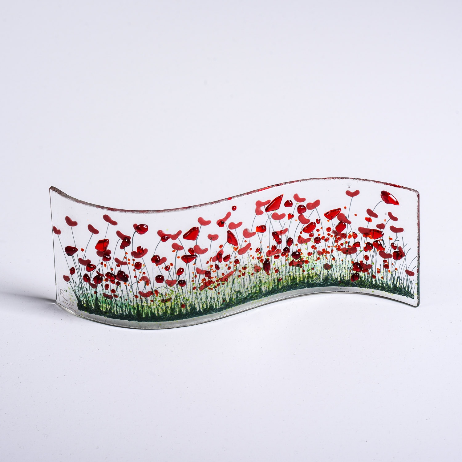 Handmade Fused Glass Art- Poppy Small Wave - Etsy
