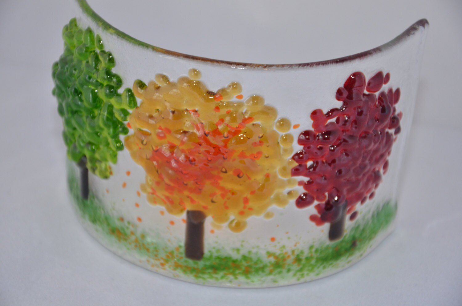 Handmade Fused Glass Art Autumn Curve Fall Present - Etsy UK