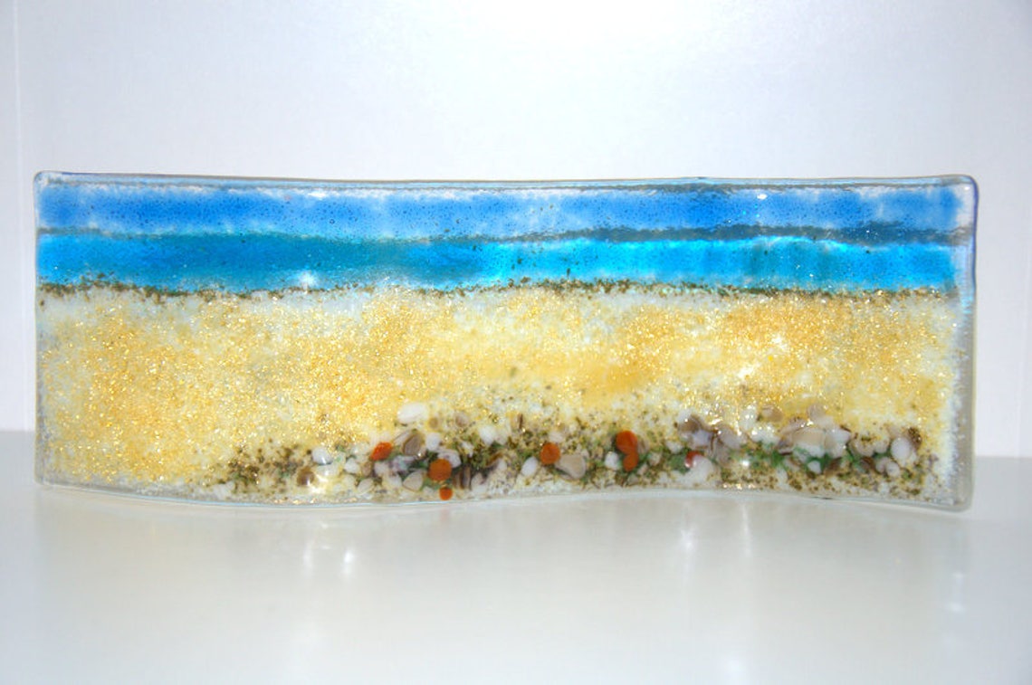 Handcrafted Fused Glass Art Beach Wave - Etsy