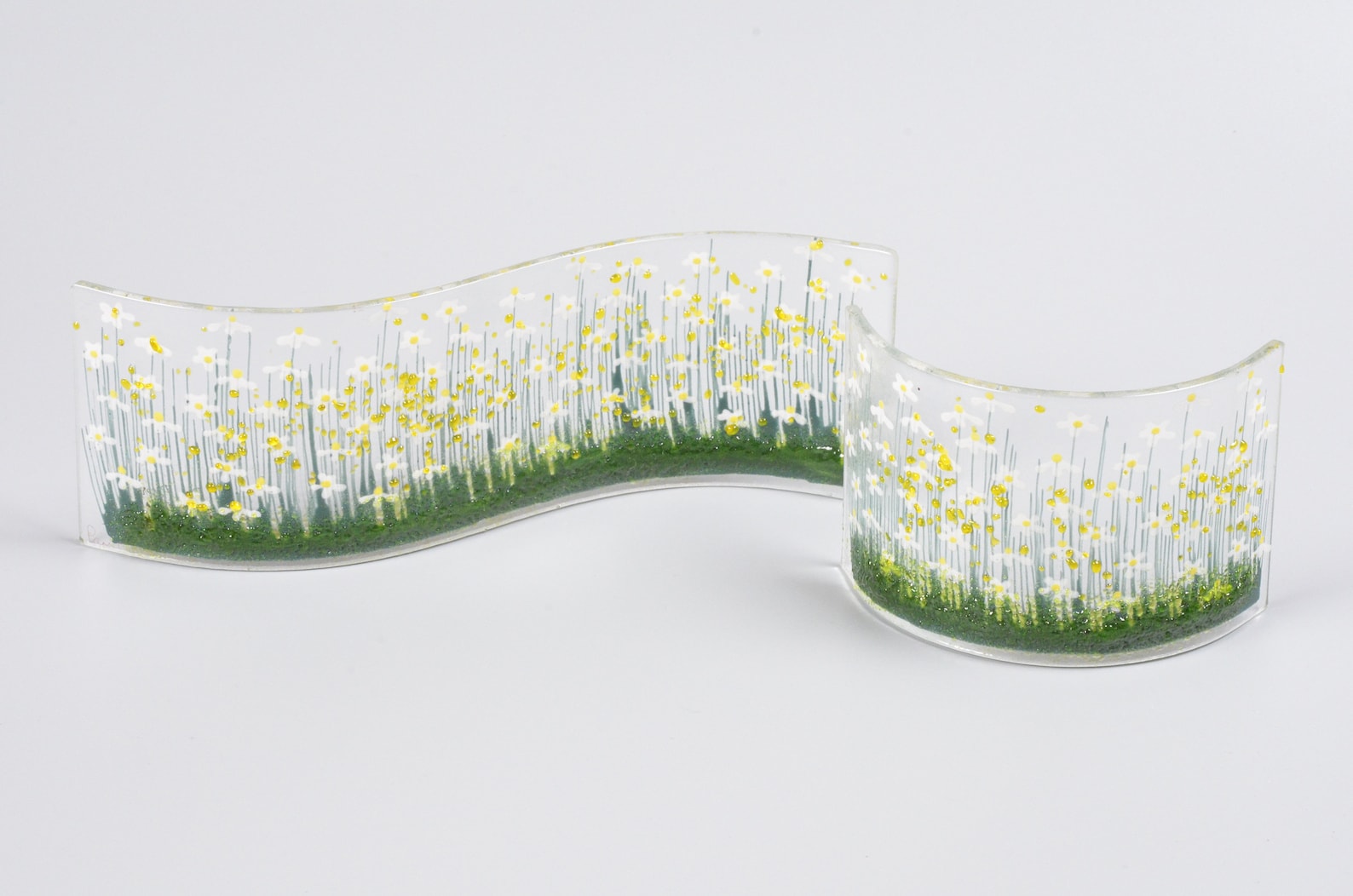 Handcrafted Fused Glass Art- Daisy Curve - Birthday Gift - Wedding Gift ...