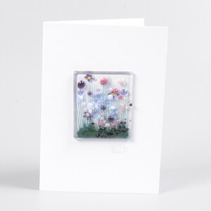 Violet Flower Fused Greeting Glass Card - Blank Inside - Birthday ...