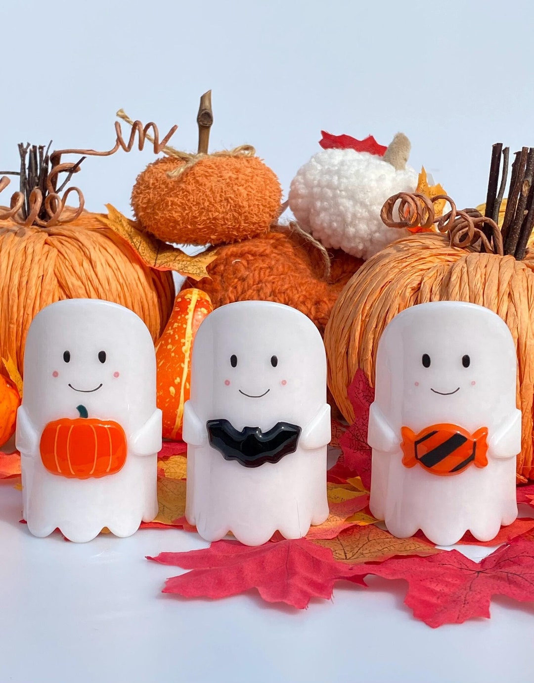 Handmade Fused Glass Freestanding Curved Halloween Ghost Ghost With ...