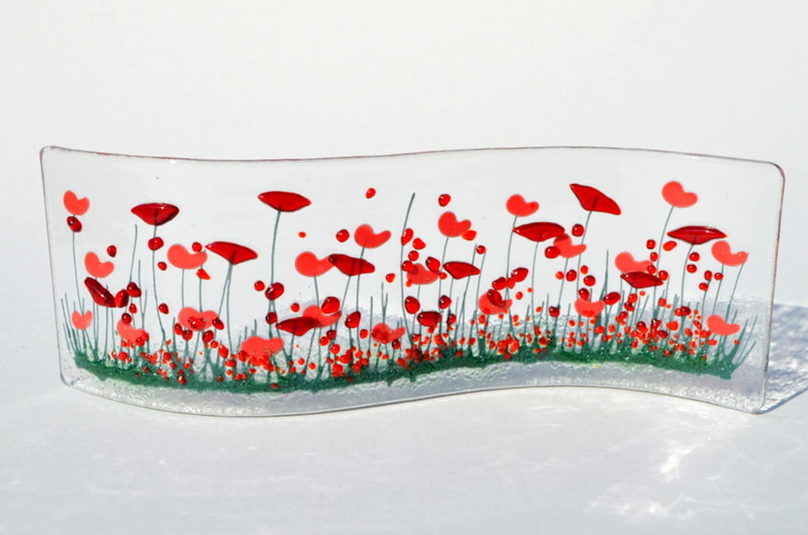 Handmade Fused Glass Art- Poppy Small Wave - Etsy