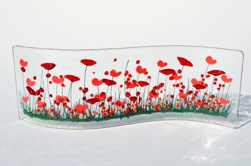 Handmade Fused Glass Art Poppy Small Wave - Etsy UK