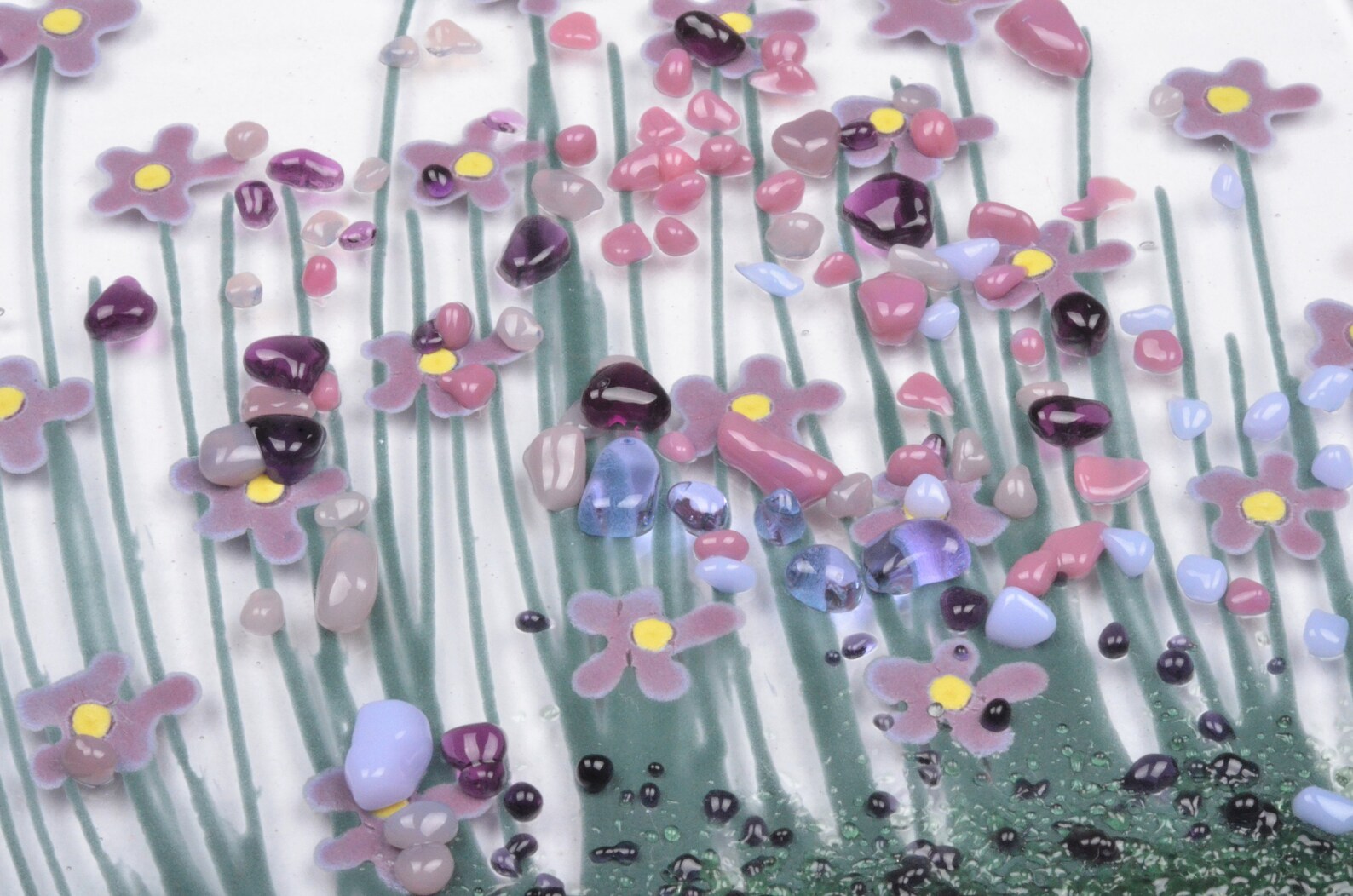 Violet Flower Fused Greeting Glass Card - Blank Inside - Birthday ...