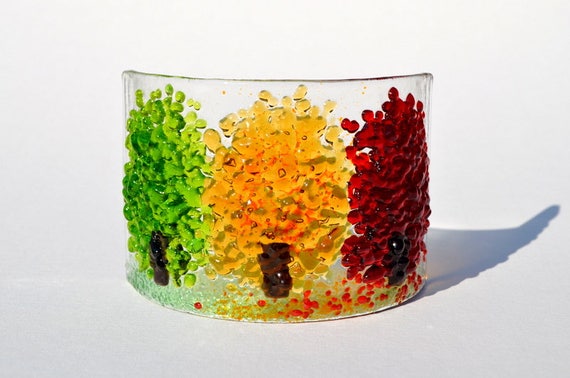 Handmade Fused Glass Art Autumn Curve Fall Present - Etsy UK