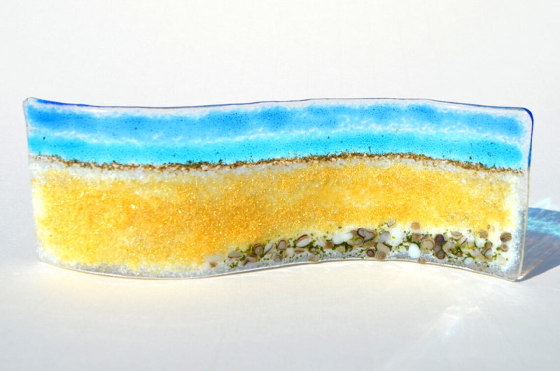 Handcrafted Fused Glass Art - Beach Wave - Etsy UK