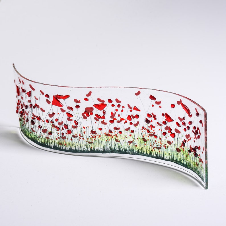 Handmade Fused Glass Art Poppy Small Wave - Etsy UK