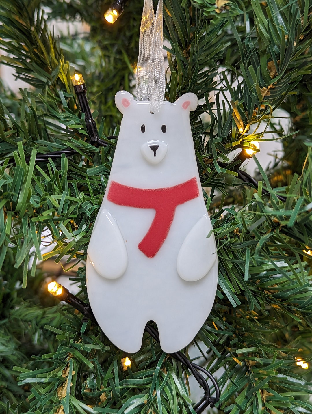 Handmade Fused Glass Polar Bear Decoration - Christmas Holidays - Etsy