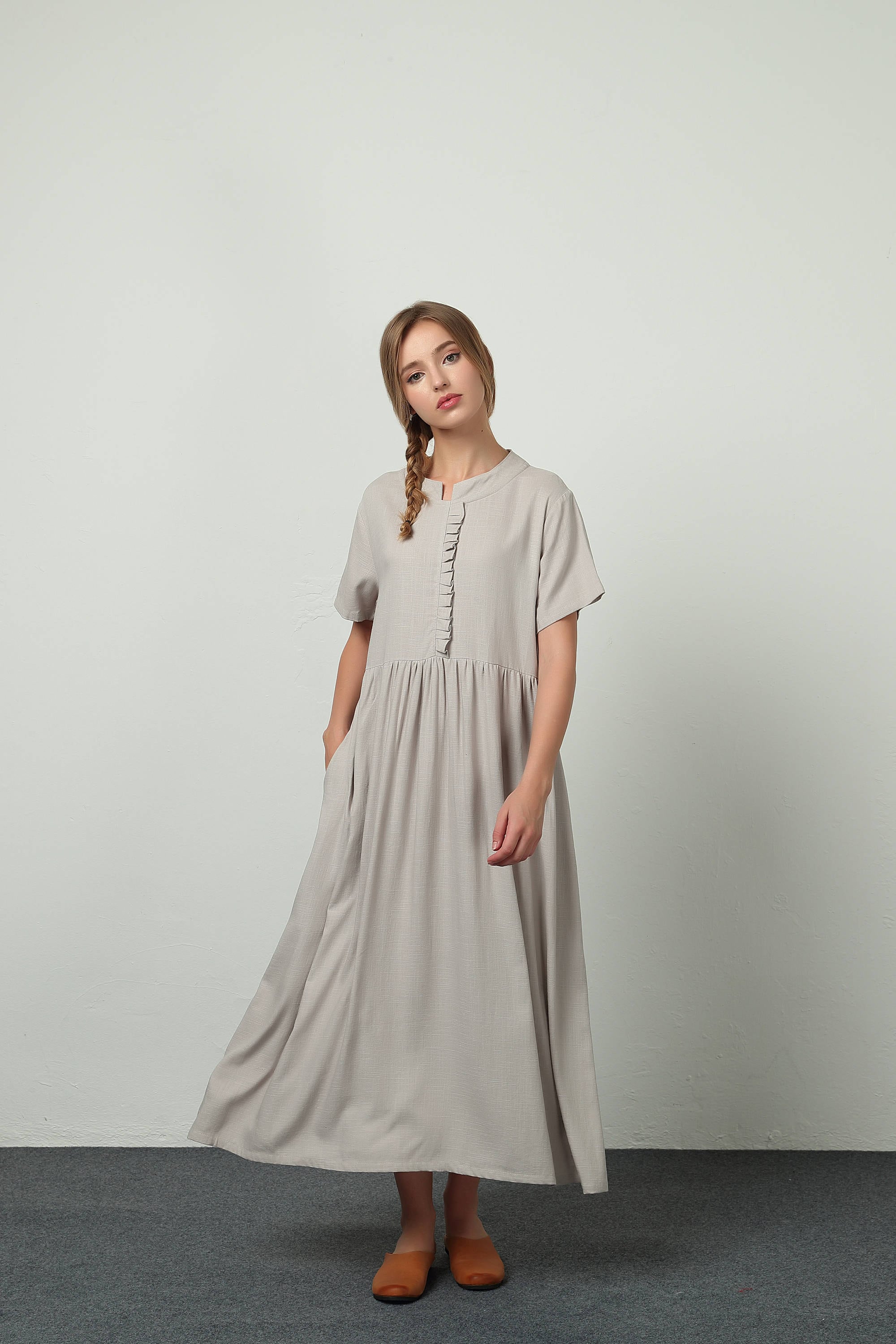 Linen dresses for women cotton Short Sleeve Summer maxi Dress | Etsy