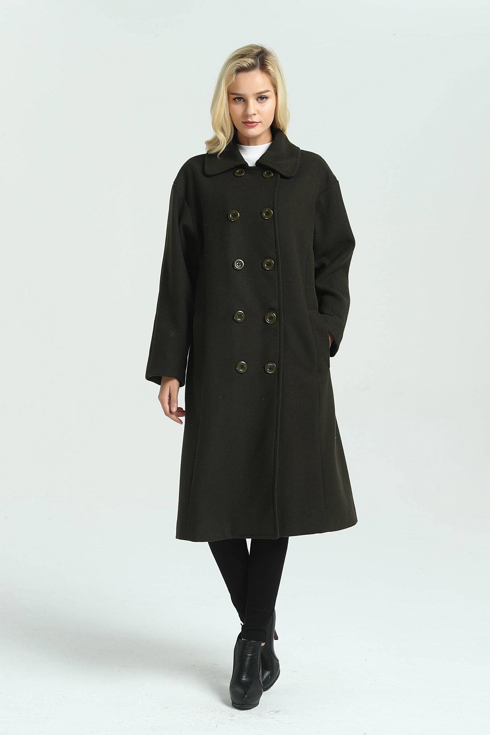 Wool Coat With Pockets Double Breasted Wool Coat Woolen Coat - Etsy