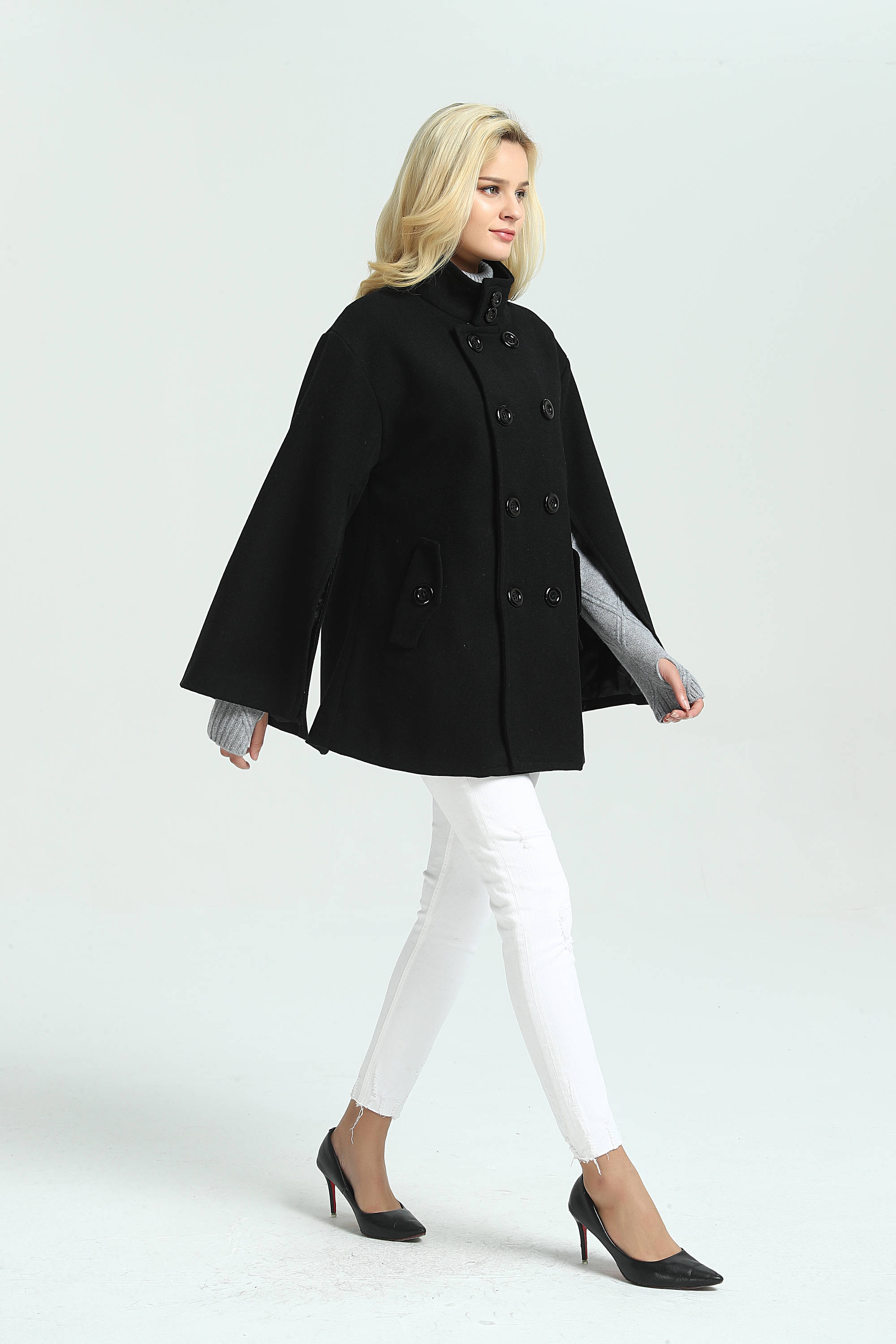 Women's Cloak Coat Outwear Loose Wool Jacket Short Warm | Etsy