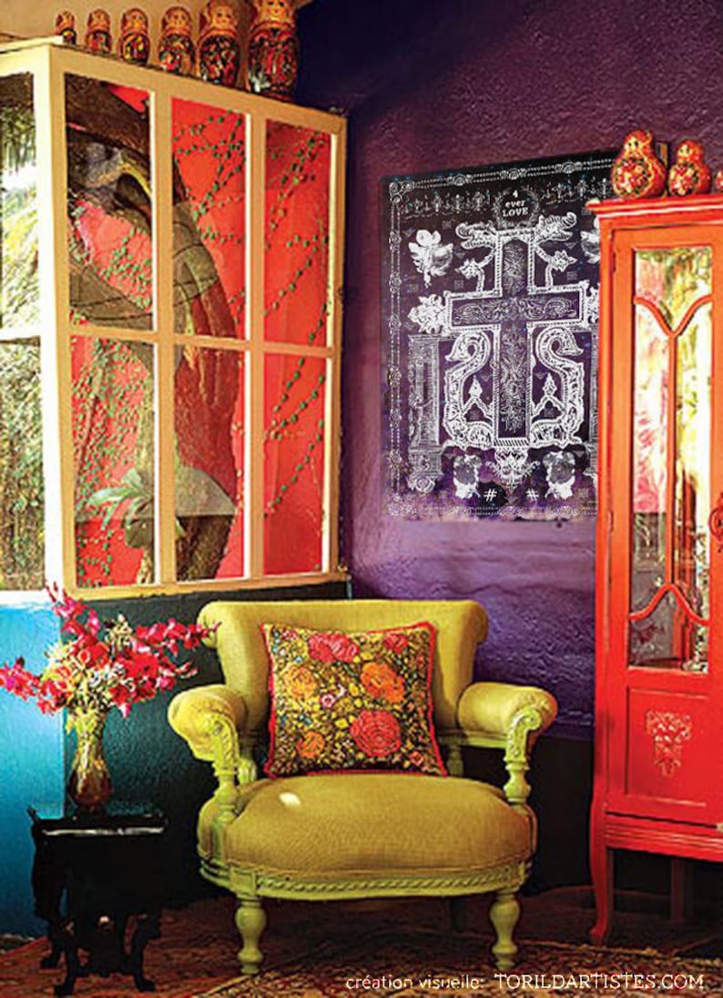 Bohemian Gypsy Cross Poster Roulotte Spirit religious gifts | Etsy