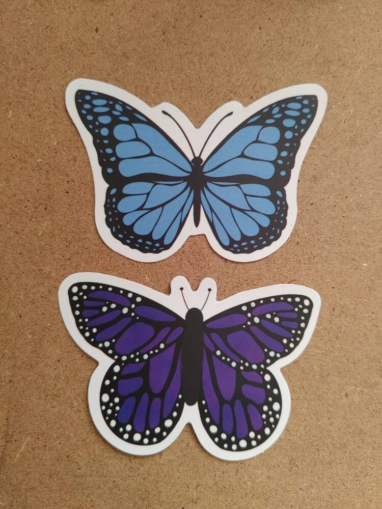 Double Butterfly Sticker Pack//butterfly Sticker//blue Butterfly/purple ...
