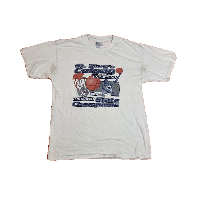 Vintage Y2K White Orange St Marys Colgan Champions 99-2000 Basketball ...