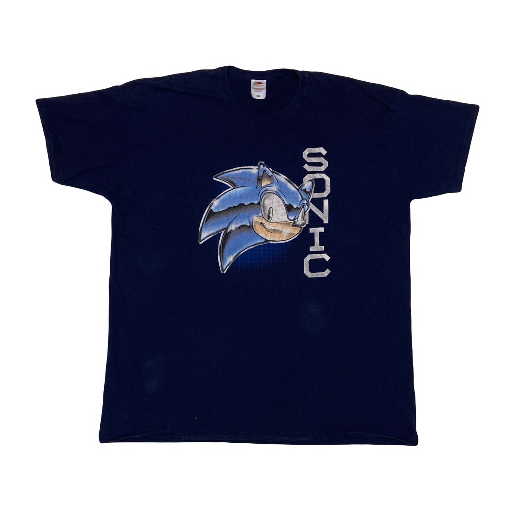 Vintage 90s Sonic the Hedgehog Game Retro Gaming Souvenir Navy Blue T ...