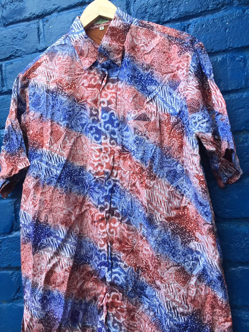 Vintage 90s Indonesian Batik Paisley Print Lined Shirt Size Medium ...