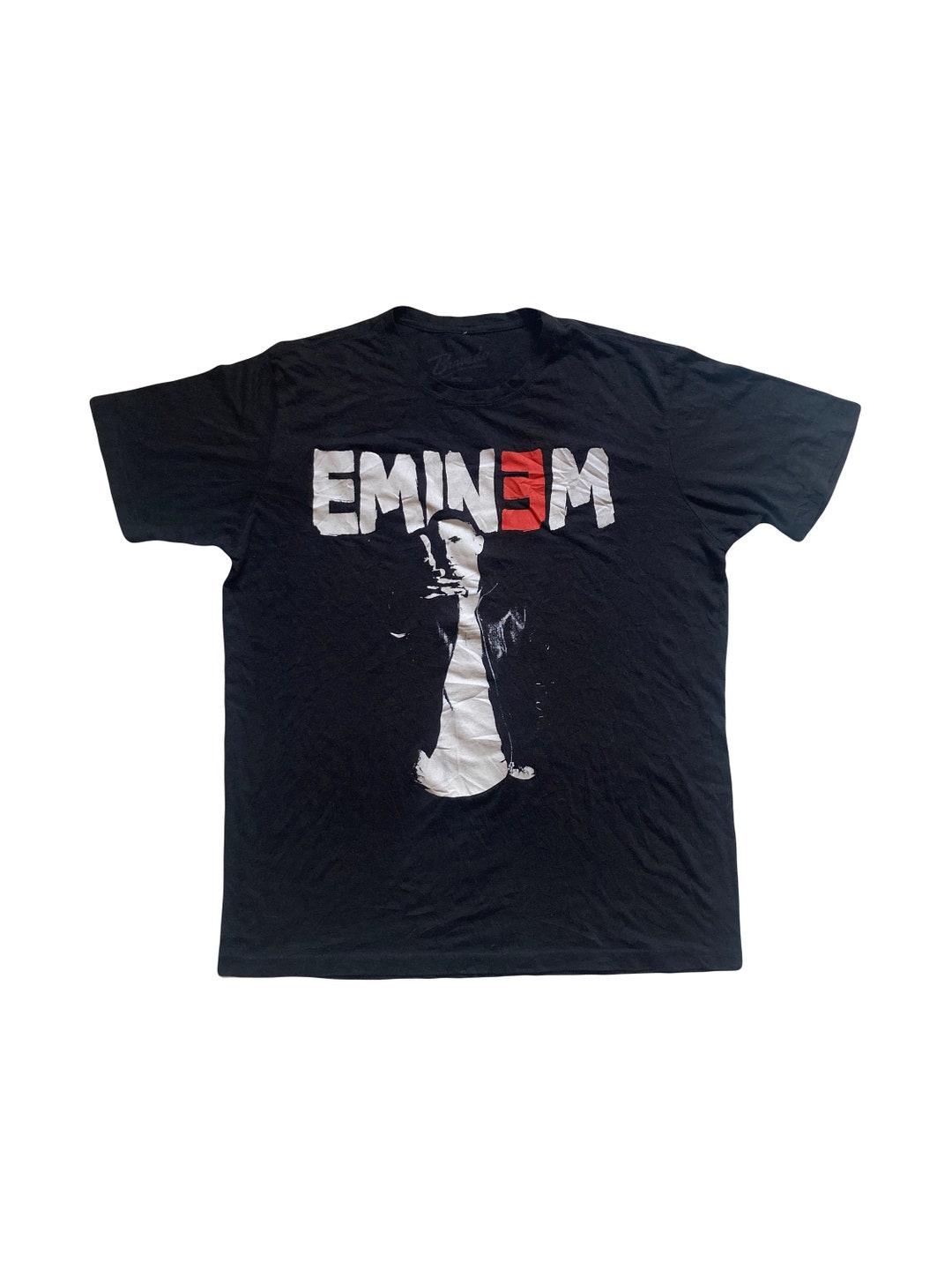 Vintage Y2K Black Eminem Red White Print Rap Hip Hop T-shirt Size X ...