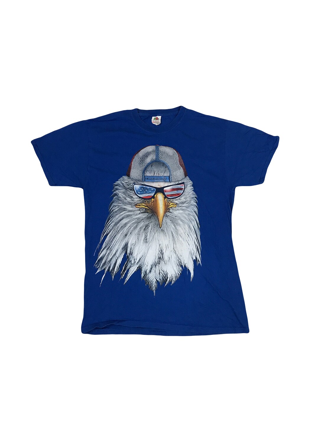 Vintage 90s American Eagle With Beard and Hat USA Souvenir Nature Print ...