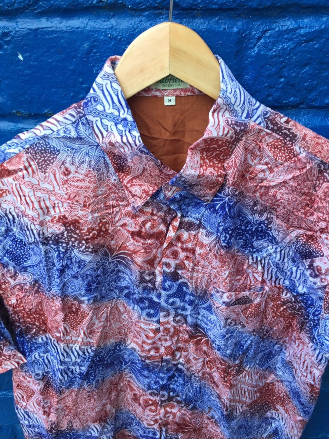 Vintage 90s Indonesian Batik Paisley Print Lined Shirt Size Medium ...