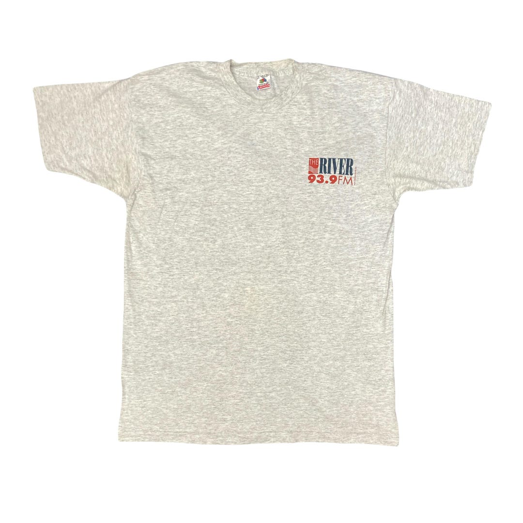 Vintage 90s the River 93.9 FM USA Broadcast Grey Single Stitch T-shirt ...