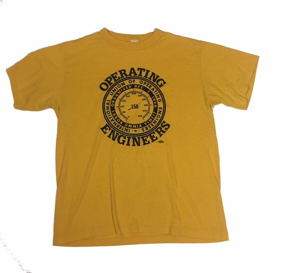 Vintage USA 80s Operating Engineer Union Yellow T Shirt Size | Etsy
