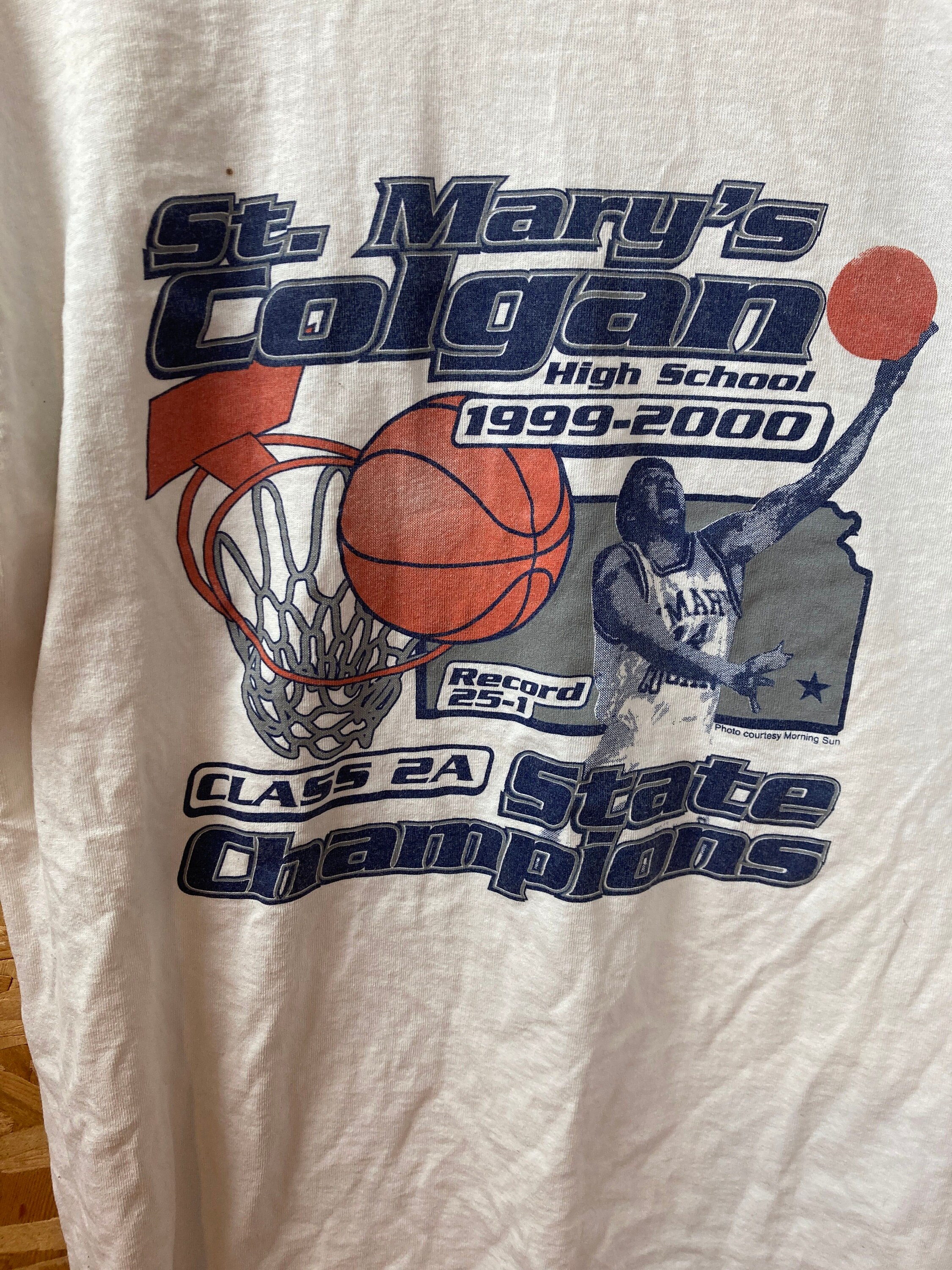 Vintage Y2K White Orange St Marys Colgan Champions 99-2000 Basketball ...