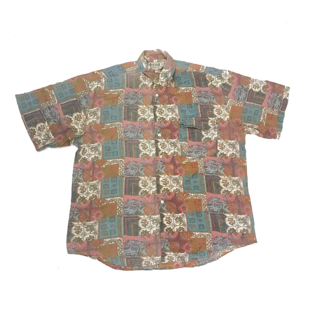 Vintage 90s Ugly Faded Pastel Colour Paisley Patchwork Abstract Pattern ...