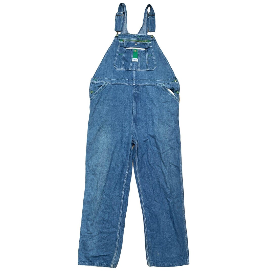 Vintage 90s Liberty Bib Overalls Denim Blue Size 42x32 Men's Workwear ...