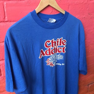 Vintage 90s Chilli Addict the Burrito Go Santa Fe USA Souvenir Mid Blue ...