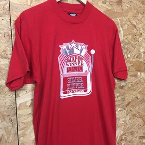 Vintage 90s Red Las Vegas Jackpot Winners Silver Sipper USA Souvenir T ...