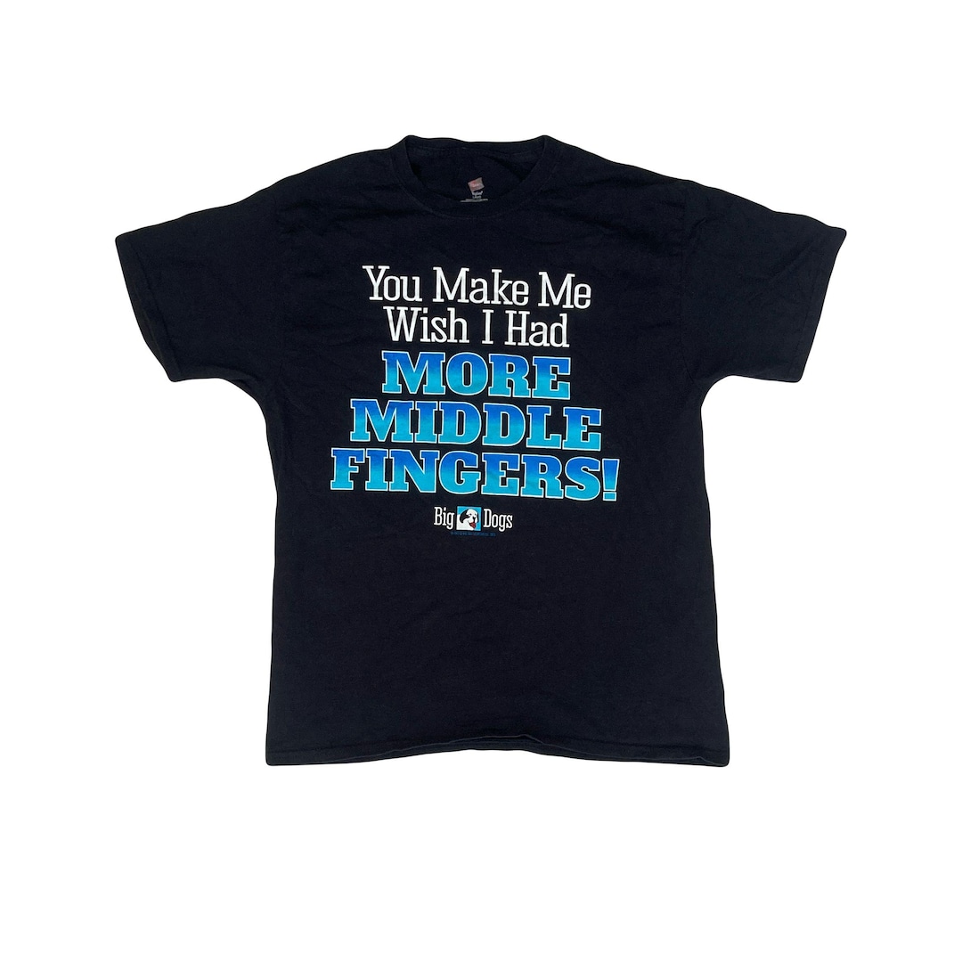 Vintage Y2K Funny Middle Finger Souvenir Big Dogs Black T-shirt Size ...