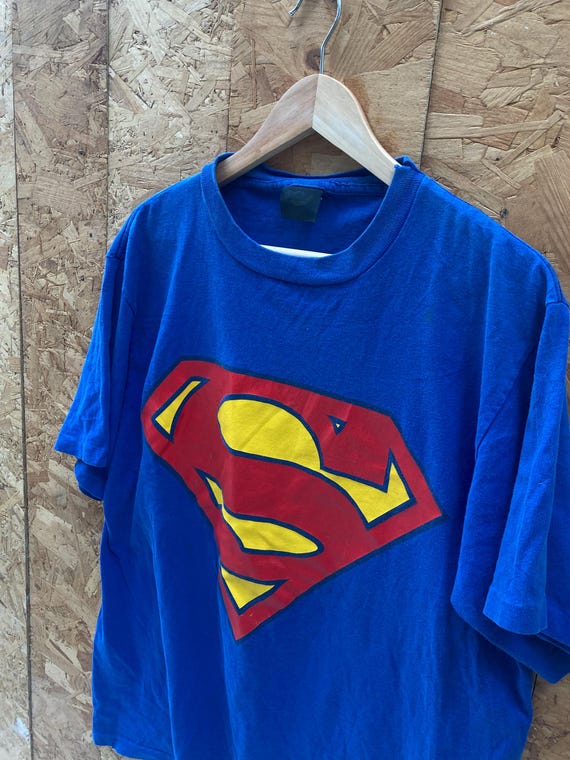 Vintage 90 Superman logo single stitch thrashed faded… - Gem