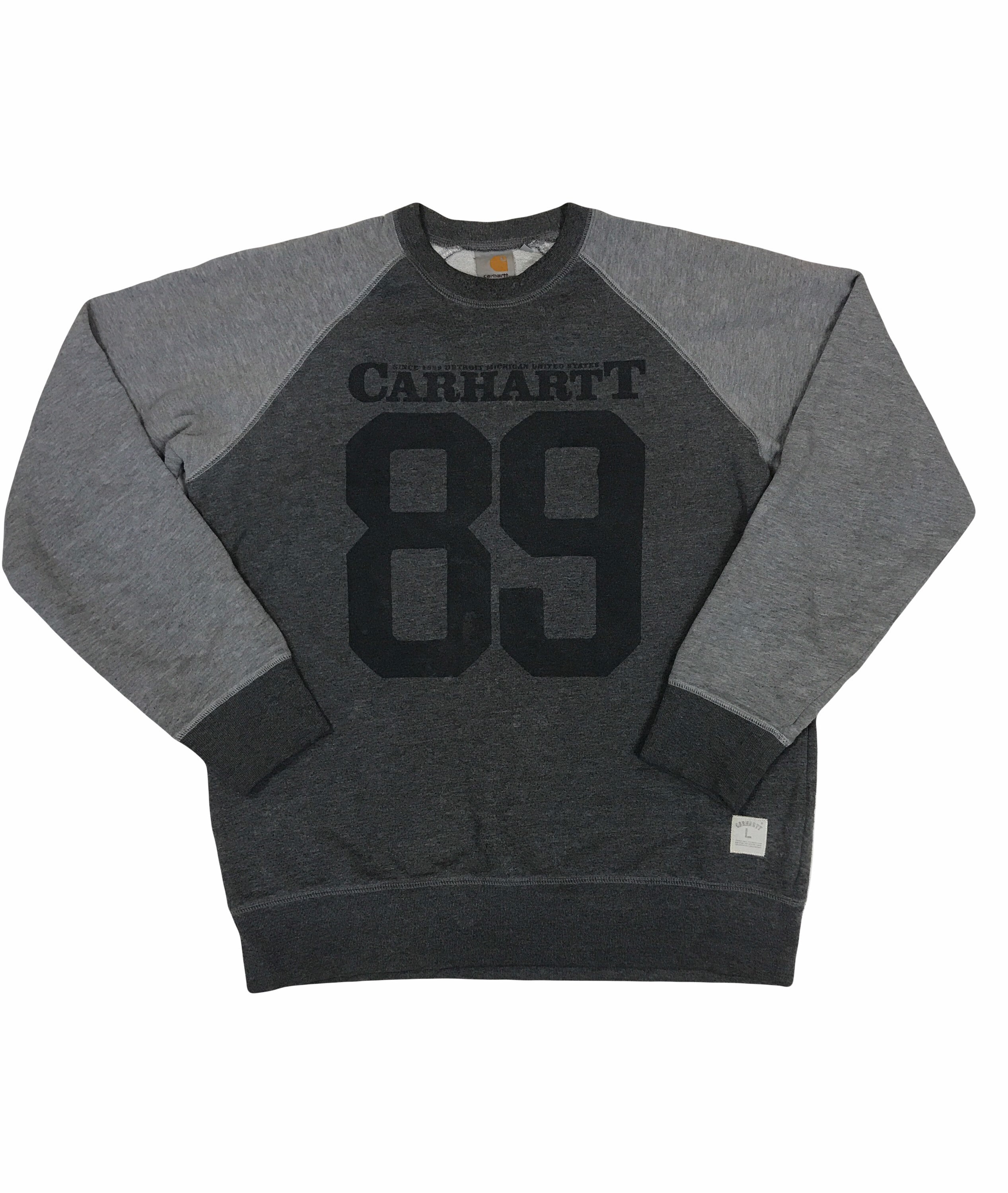 Vintage 90s Carharrt Grey 89’ Baseball Style Sweater Sweatshirt Crew ...