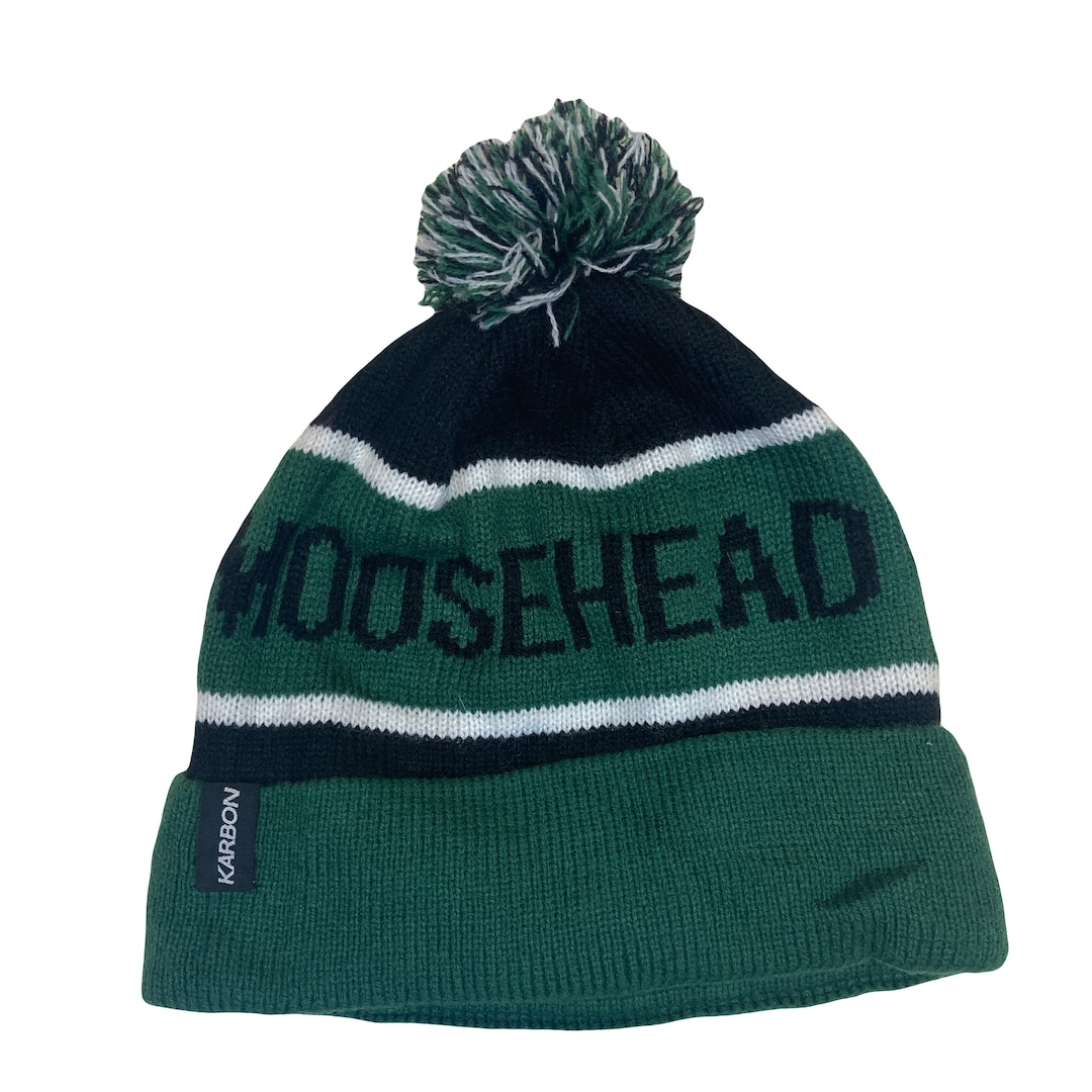 Vintage Green Black Moosehead Spell Out Winter Ice Hockey Beanie Bobble ...
