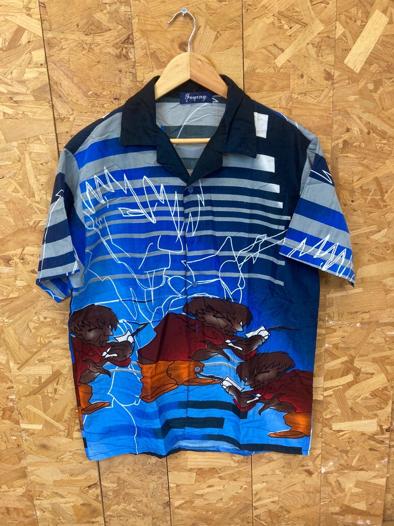 Vintage 90s Loud Mambo Style Devil Hawaiian Ugly Festival Party Bold ...