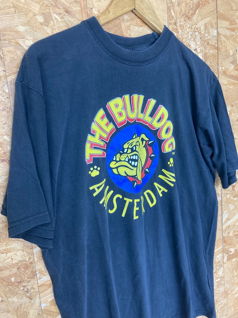 Vintage 90s Bulldog Coffee Shop Amsterdam Black Souvenir T-shirt Size ...