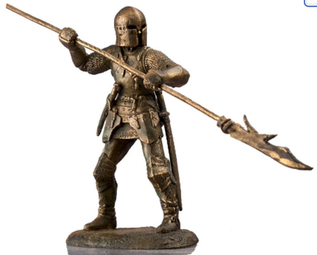 Tabletop Miniature Medieval Knight With Halberd Copper Figurines 54мм ...