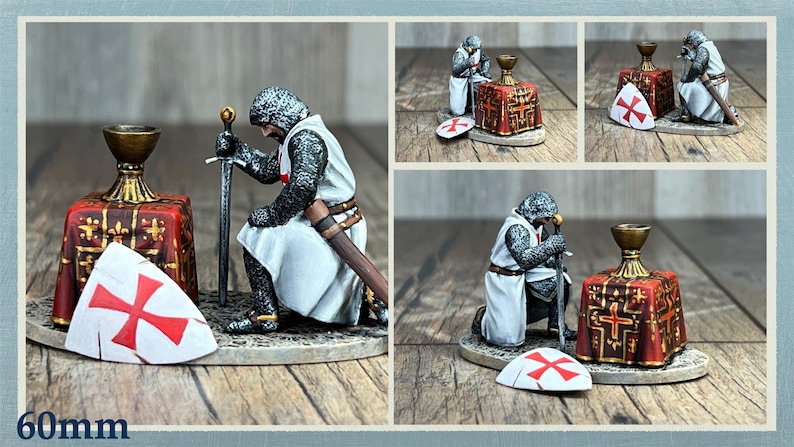 Knight Templar With the Holy Grail Figurines -tabletop Miniatures ...