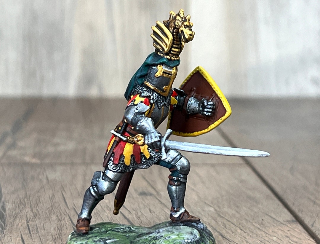 Hand-painted Dragon Knight Figurines: Limited Edition Medieval Decor - Etsy