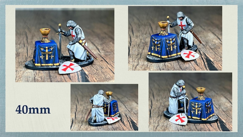 Knight Templar With the Holy Grail Figurines -tabletop Miniatures ...