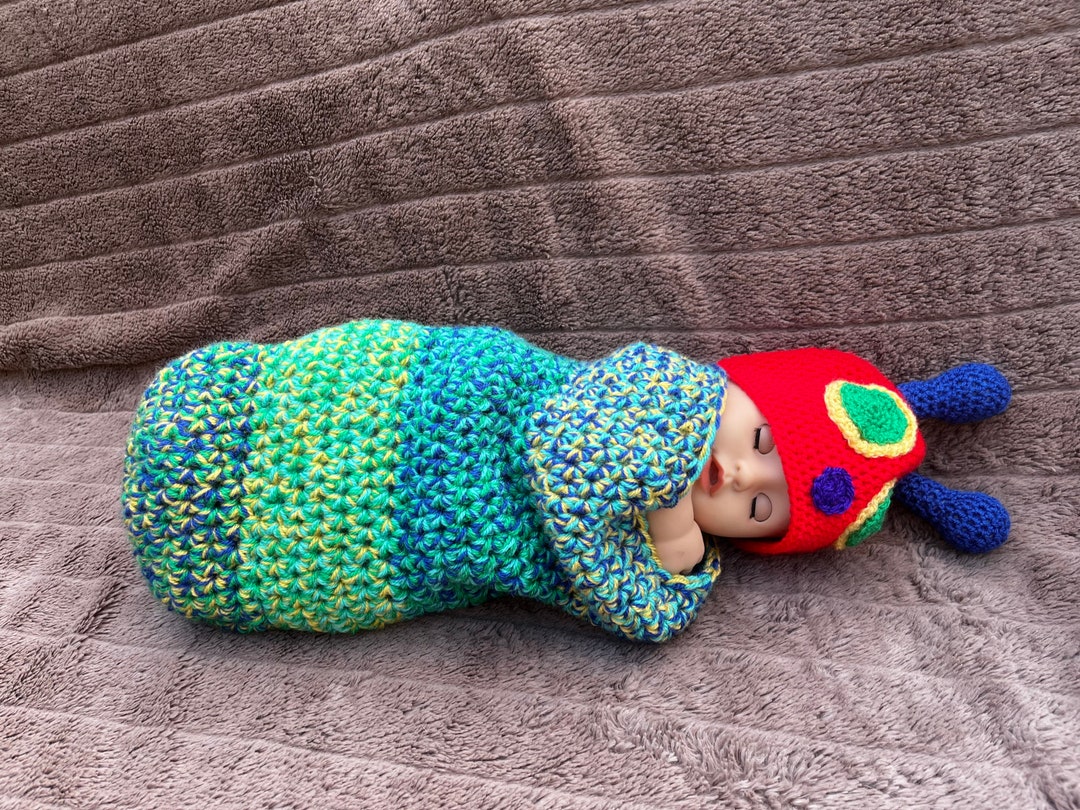 Crochet Caterpillar Cocoon Outfit, Newborn Photo Prop, Knitted Baby ...