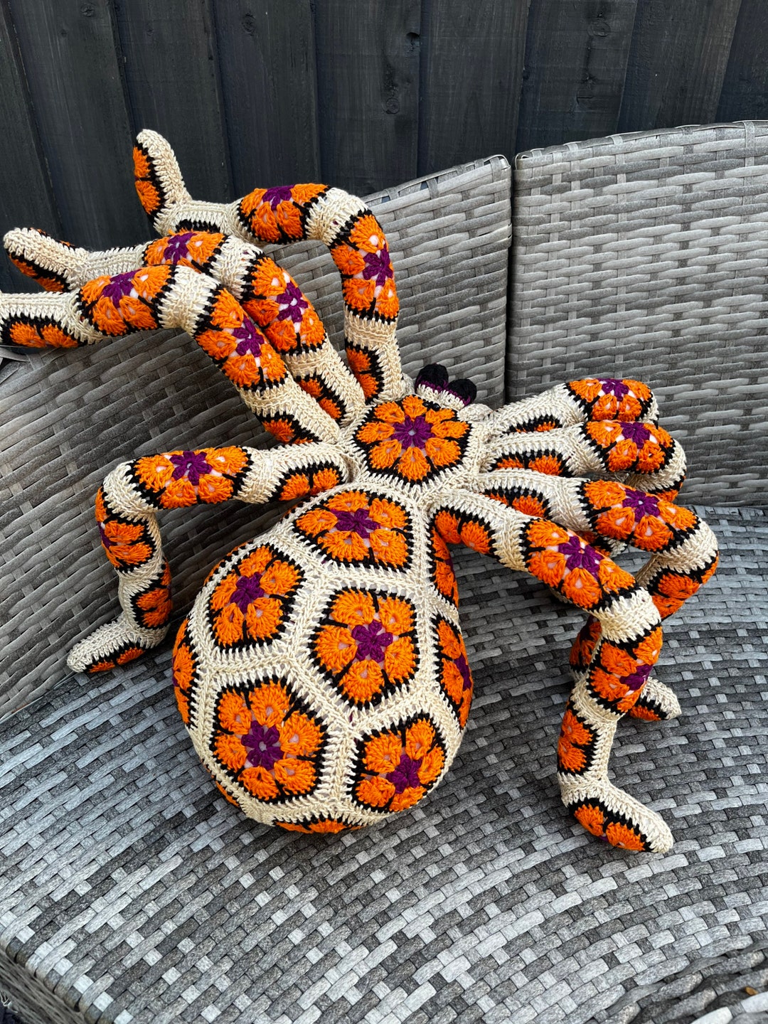 Giant Crochet African Flower Tarantula: Wool Spider Ornament - Etsy UK