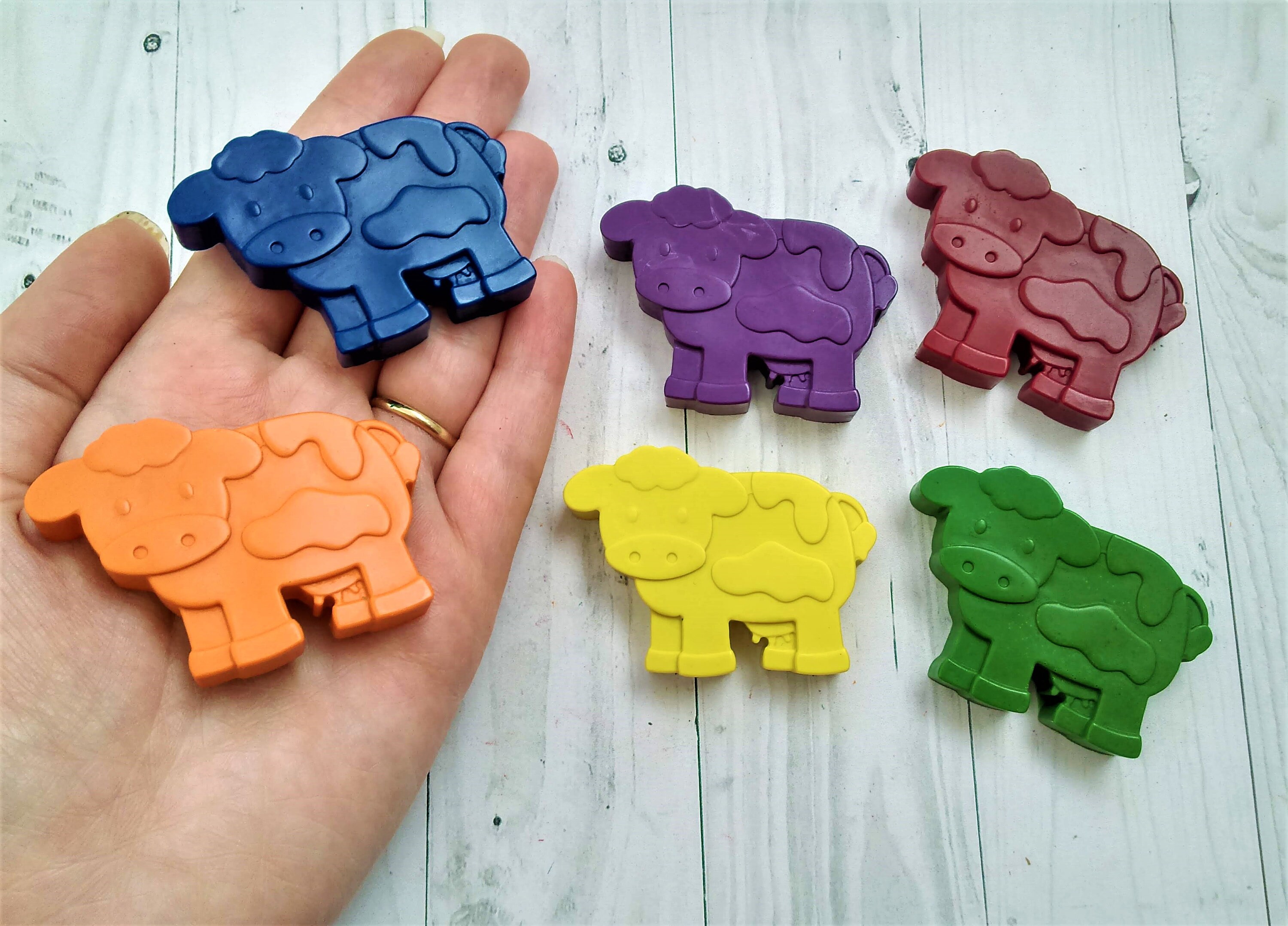 Cow Shaped Crayons Farm Yard Animal Crayon Favours Birthday | Etsy