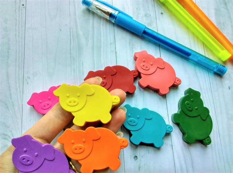 Pig Shaped Crayons Farm Yard Crayons Pig Favours Birthday - Etsy