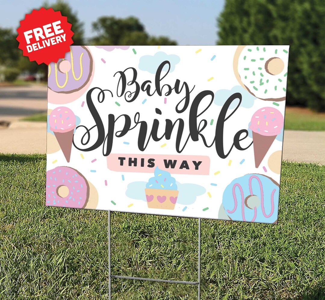 Baby Sprinkle Sign (sweets) - Lawn Sign - Yard Sign - Includes Stakes ...