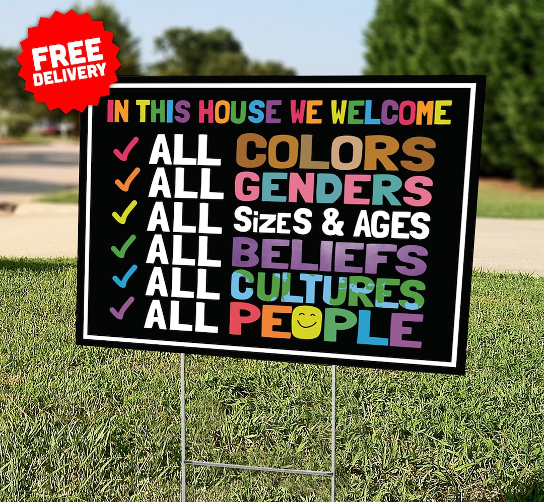IN THIS HOUSE We Welcome All People - Yard Sign - Black Lives Matter ...