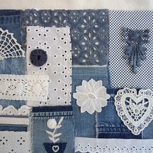 Denim Slow Stitching Kit, Blue Slow Stitch Kit, Denim Fabric Set ...